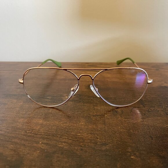 Accessories | Rose Gold Green Tips Wire Frame Aviator Eyeglass Frames ...
